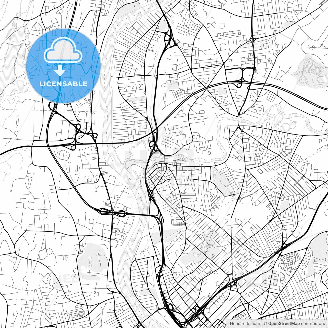 Vector Pdf Map Of Chicopee, Massachusetts, United States – HEBSTREITS