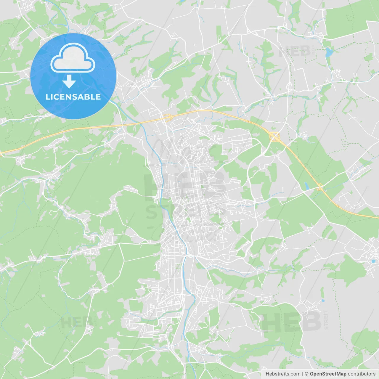 Gera, Germany Printable Street Map – HEBSTREITS