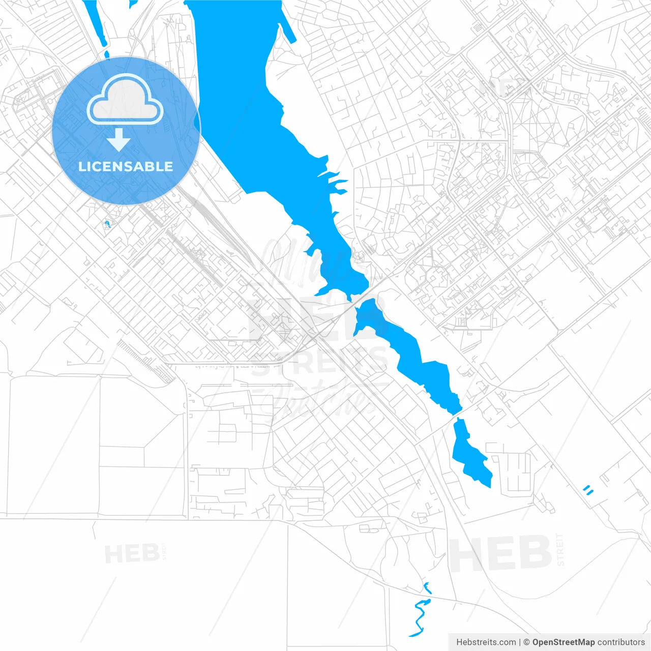 Volgodonsk, Russia Bright Two-Toned Vector Map – HEBSTREITS