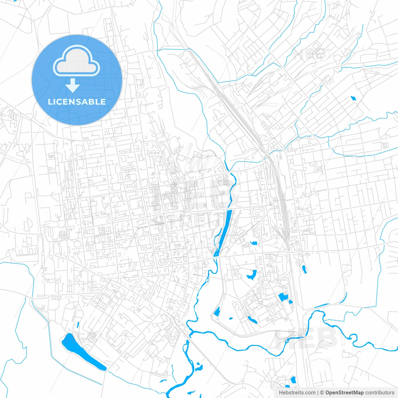 Ussuriysk, Russia Bright Two-Toned Vector Map – HEBSTREITS