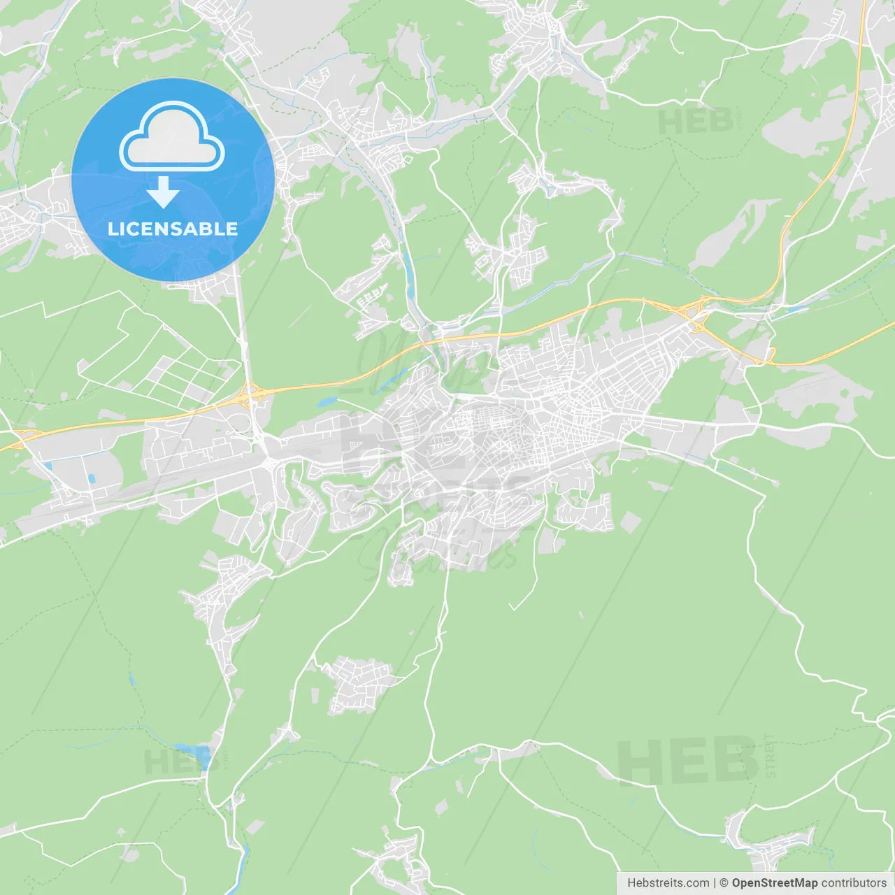 Kaiserslautern, Germany Printable Street Map – HEBSTREITS