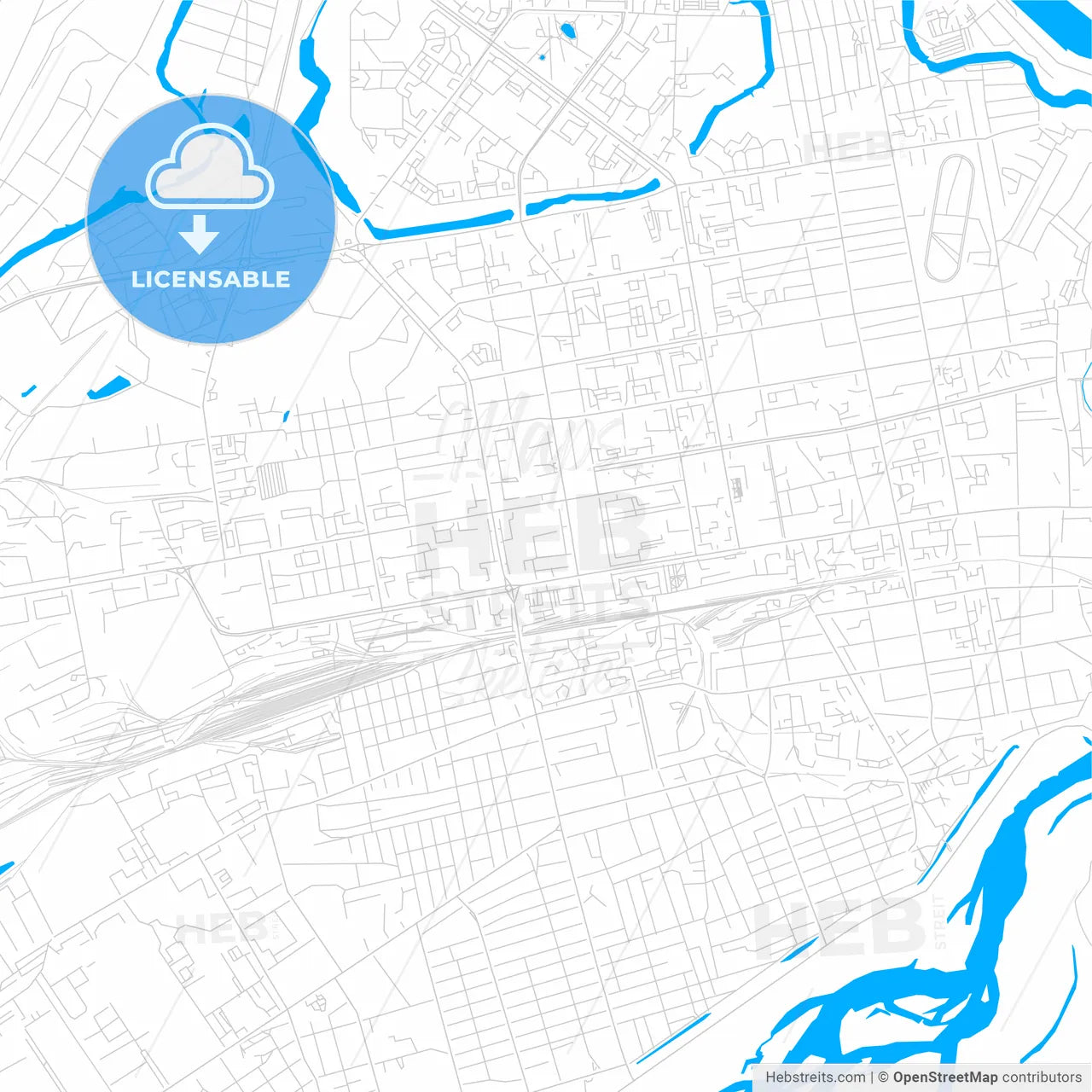 Abakan, Russia Bright Two-Toned Vector Map – HEBSTREITS