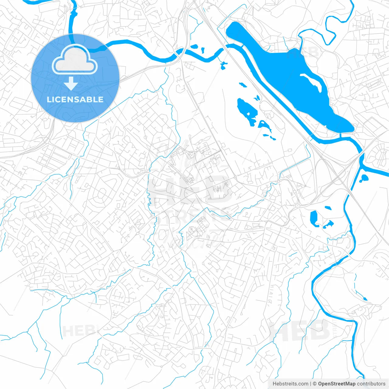 Hamilton, Scotland Bright Two-Toned Vector Map – HEBSTREITS