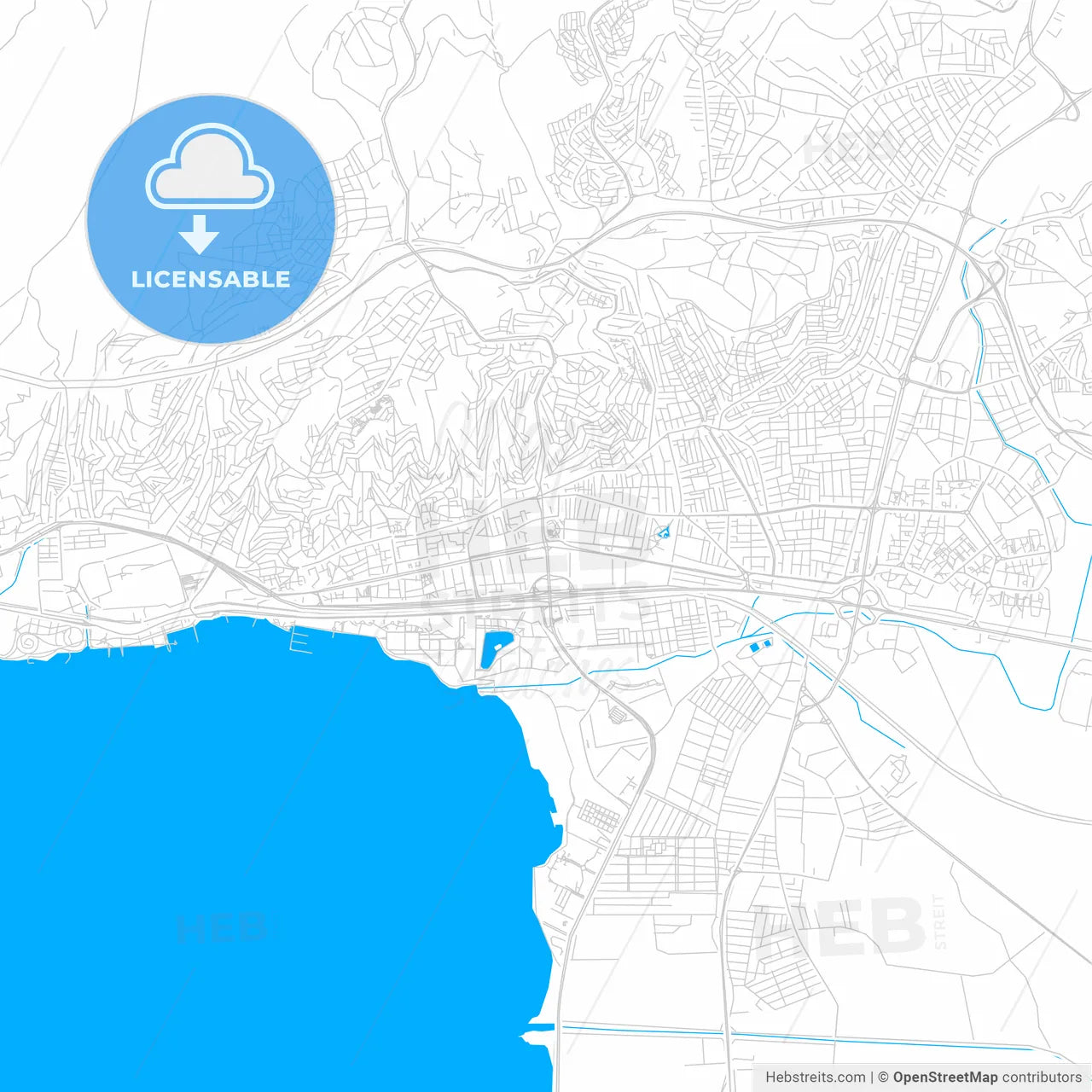 İzmit, Turkey Bright Two-Toned Vector Map – HEBSTREITS