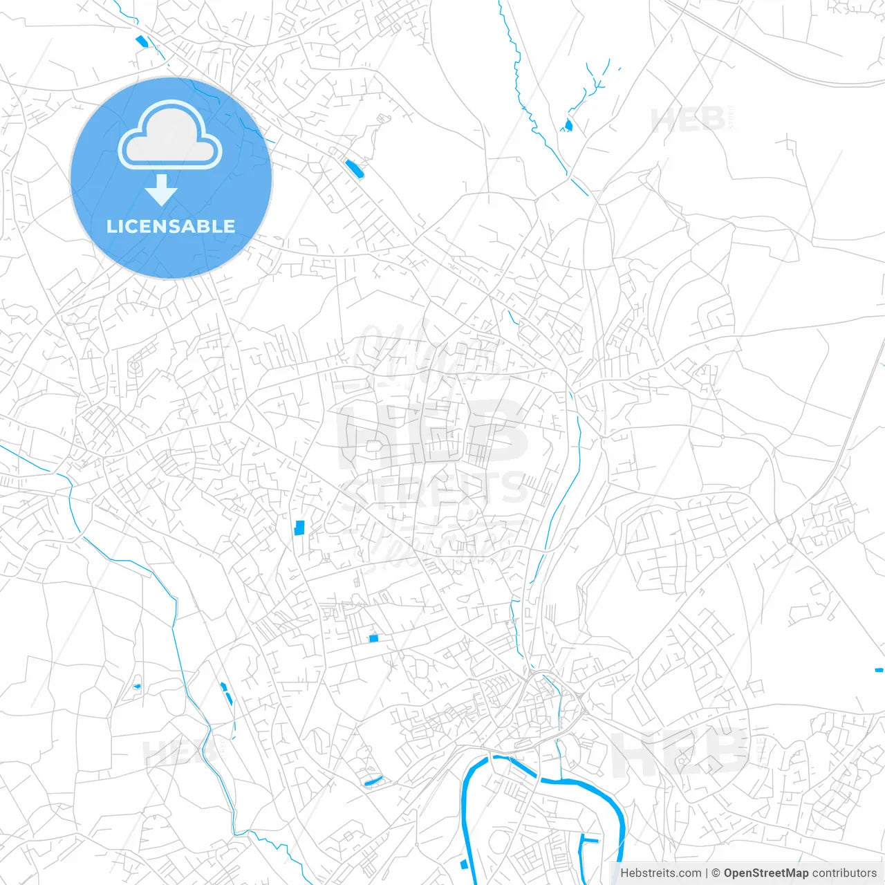 Batley, England Bright Two-Toned Vector Map – HEBSTREITS