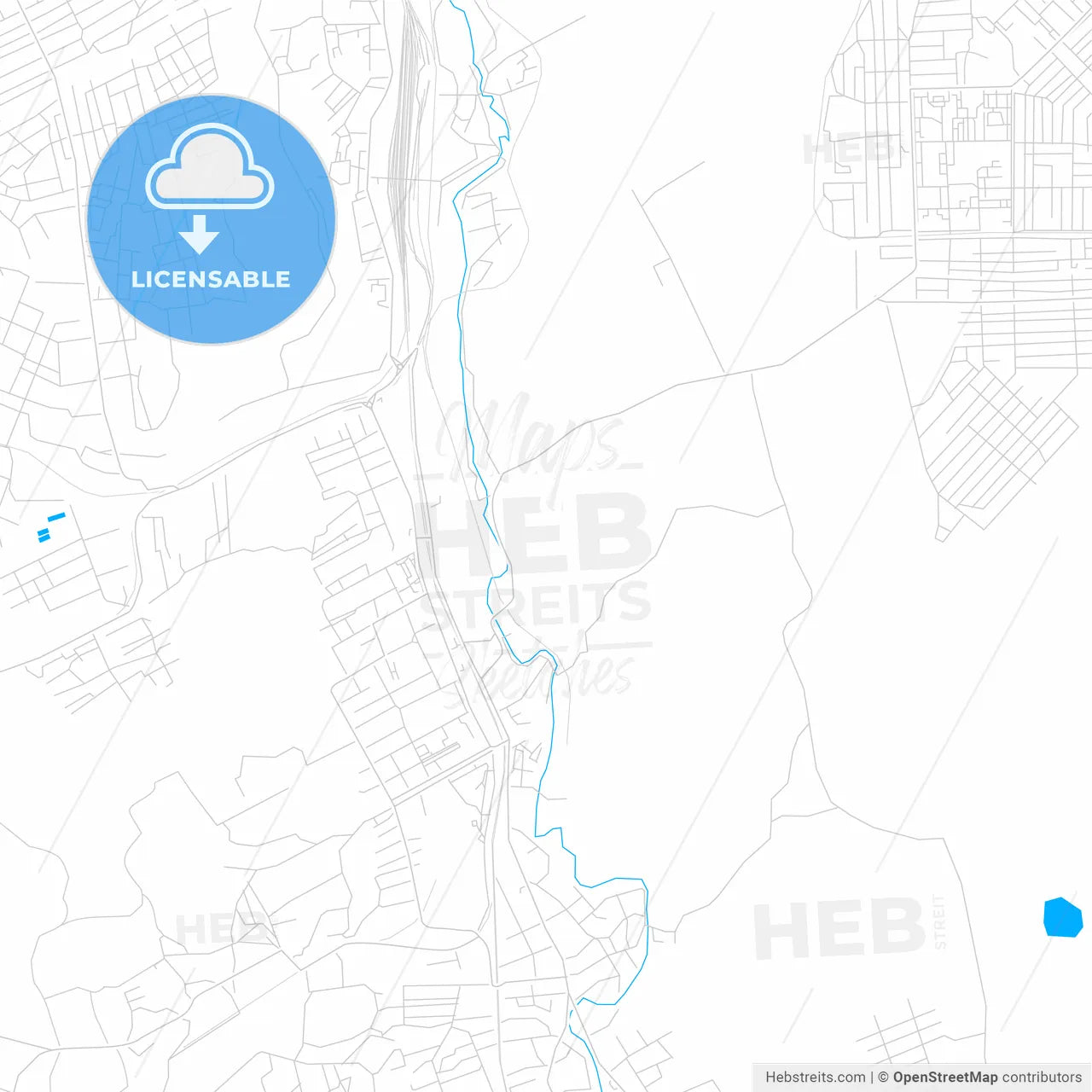 Prokopyevsk, Russia Bright Two-Toned Vector Map – HEBSTREITS