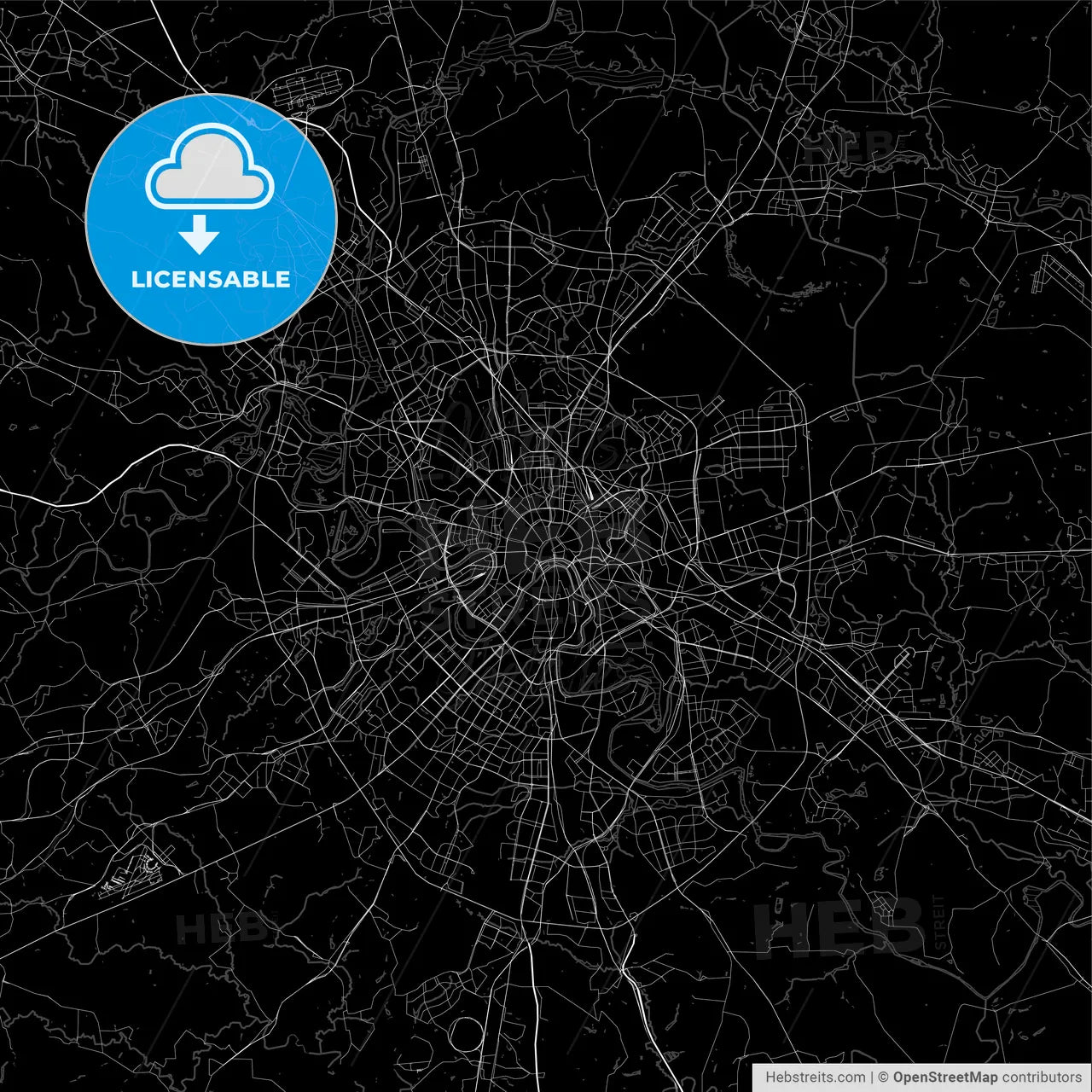 Dark Area Map Of Moscow, Russia – HEBSTREITS