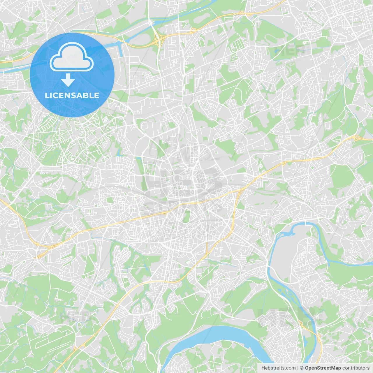 Essen, Germany Printable Street Map – HEBSTREITS