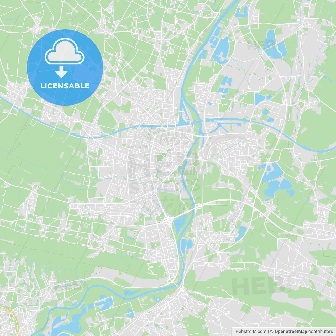 Minden, Germany Printable Street Map – HEBSTREITS