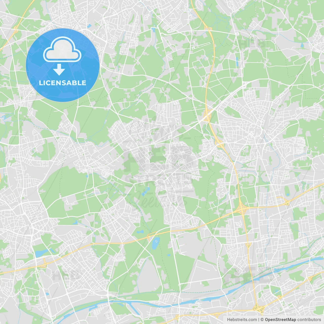 Herten, Germany Printable Street Map – HEBSTREITS