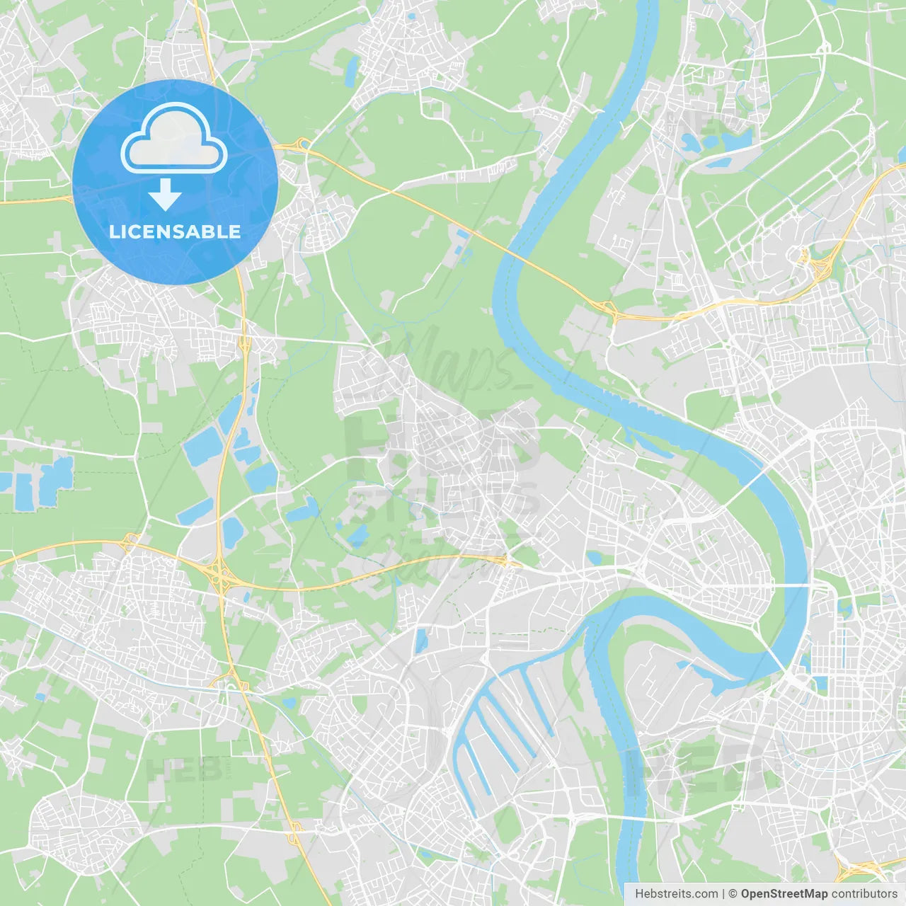 Meerbusch, Germany Printable Street Map – HEBSTREITS