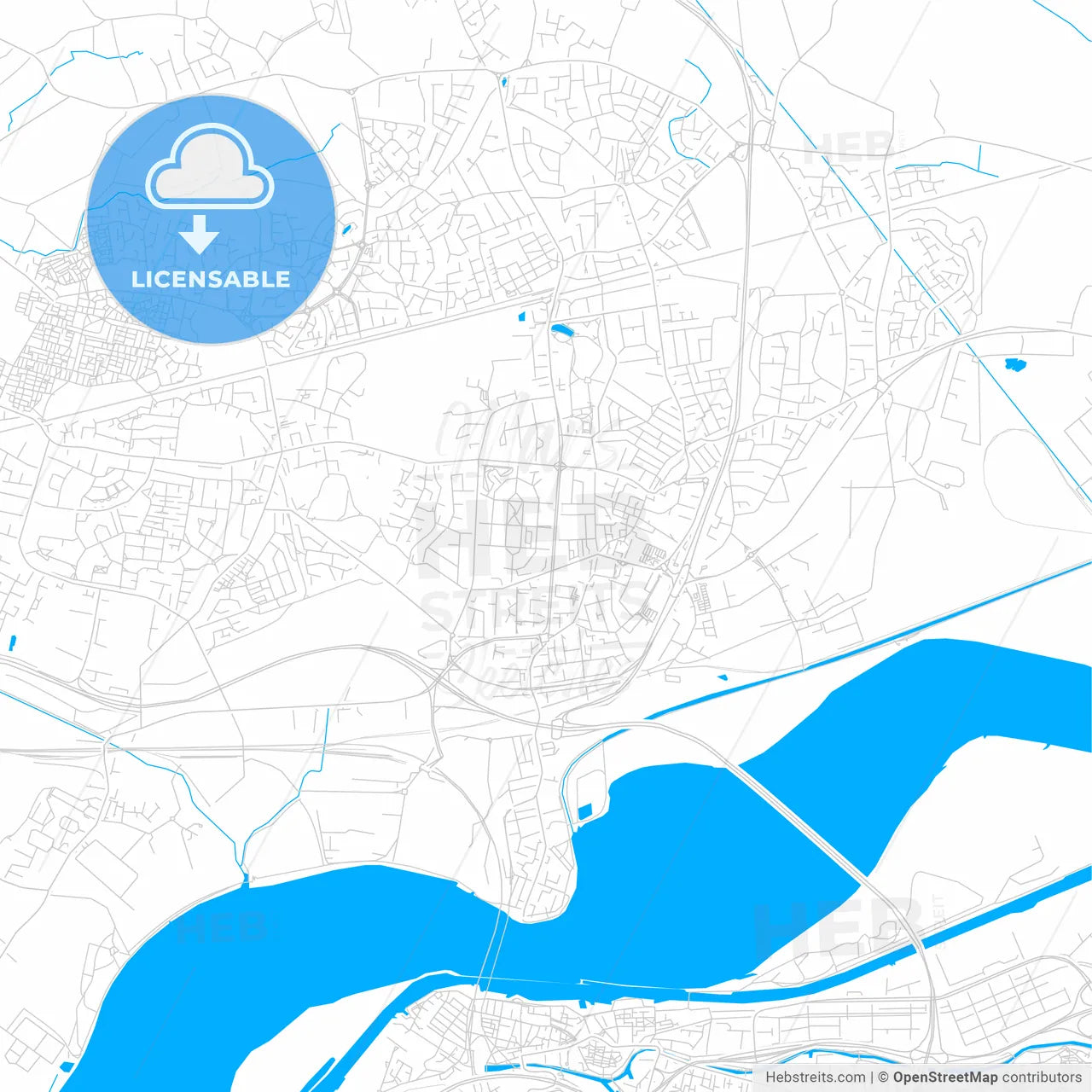 Widnes, England Bright Two-Toned Vector Map – HEBSTREITS