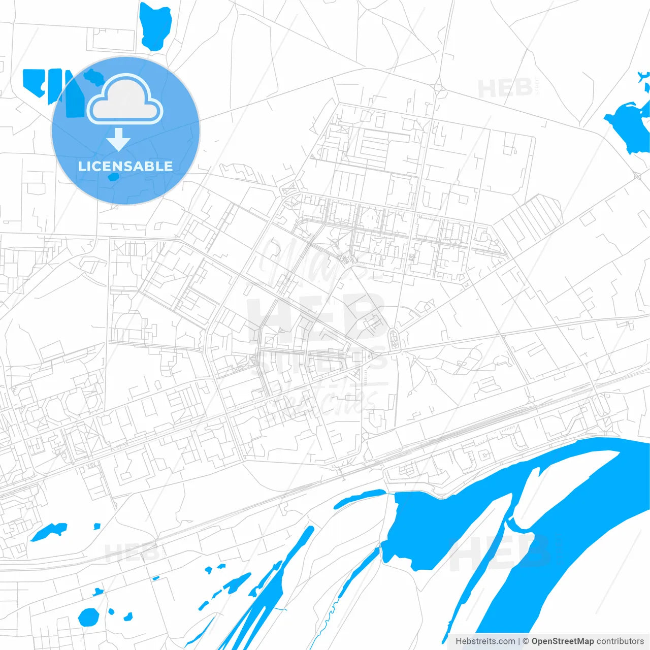 Dzerzhinsk, Russia Bright Two-Toned Vector Map – HEBSTREITS