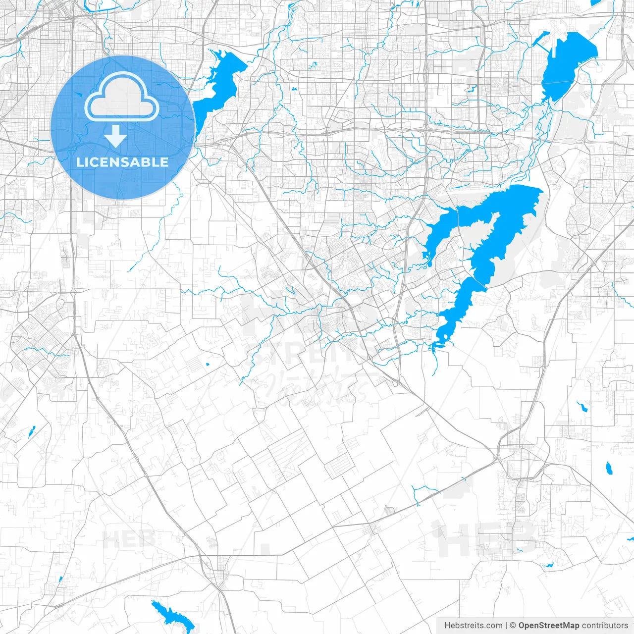 Rich Detailed Vector Map Of Mansfield, Texas, Usa – HEBSTREITS