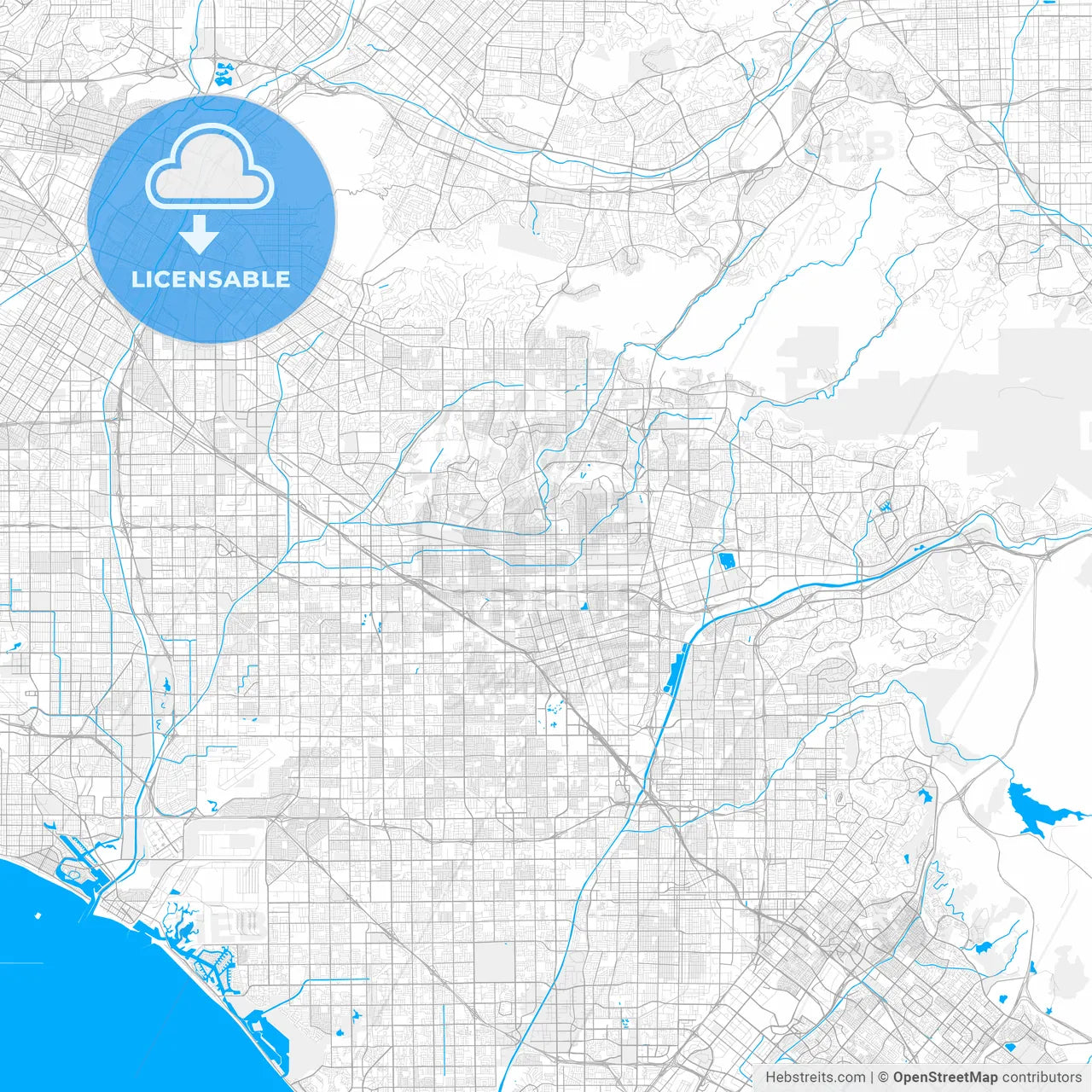 Rich Detailed Vector Map Of Fullerton, California, Usa – HEBSTREITS