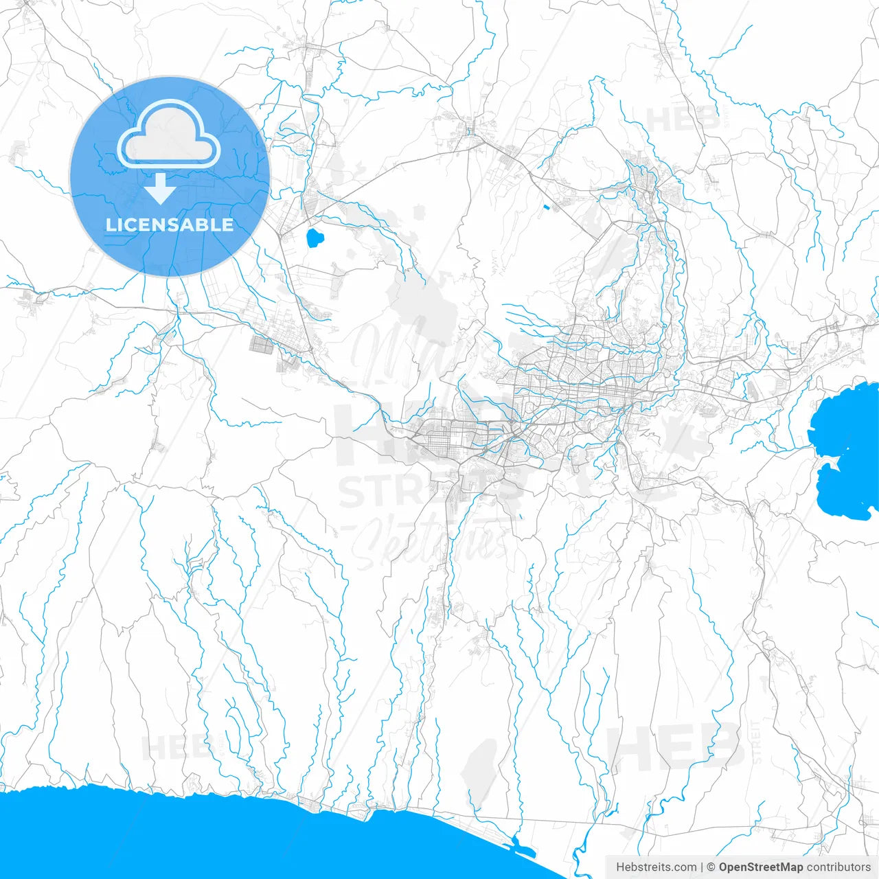 Rich Detailed Vector Map Of Santa Tecla, La Libertad, El Salvador ...