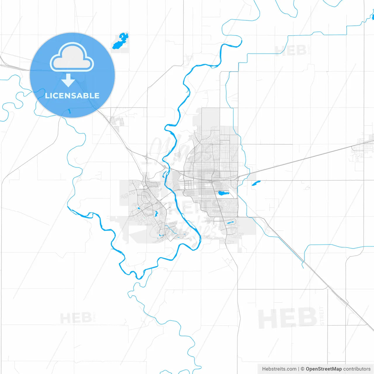 Rich Detailed Vector Map Of Lethbridge, Alberta, Canada – HEBSTREITS