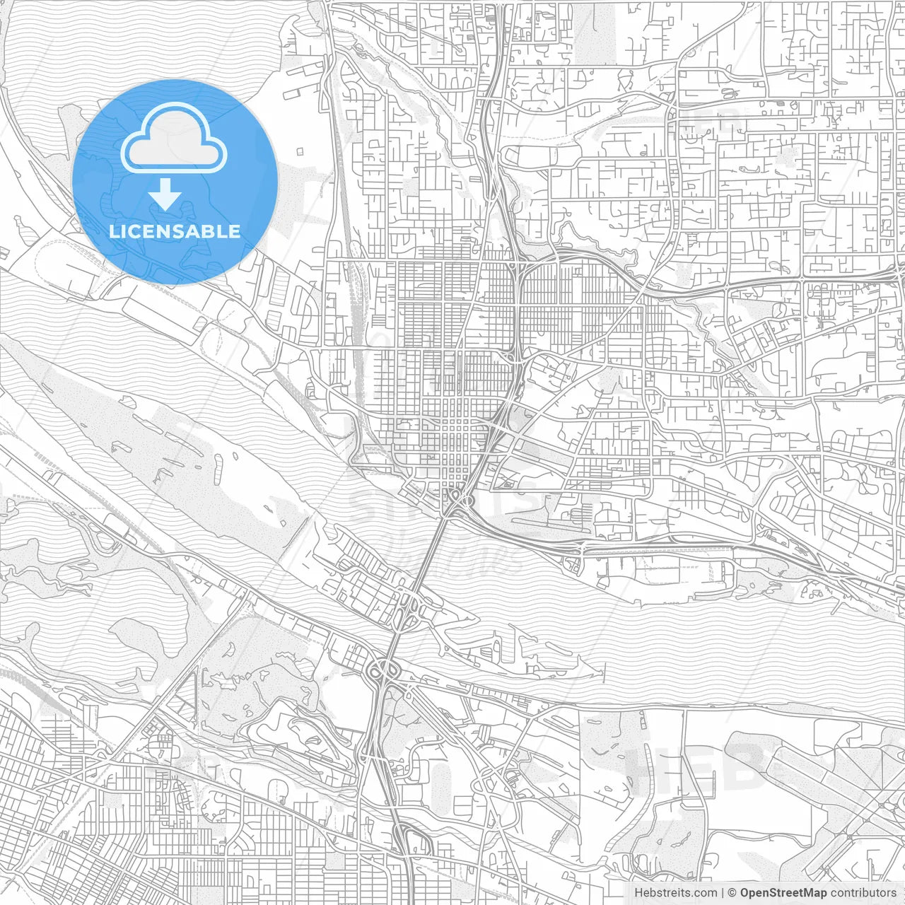 Vancouver, Washington, Usa, Bright Outlined Vector Map – HEBSTREITS