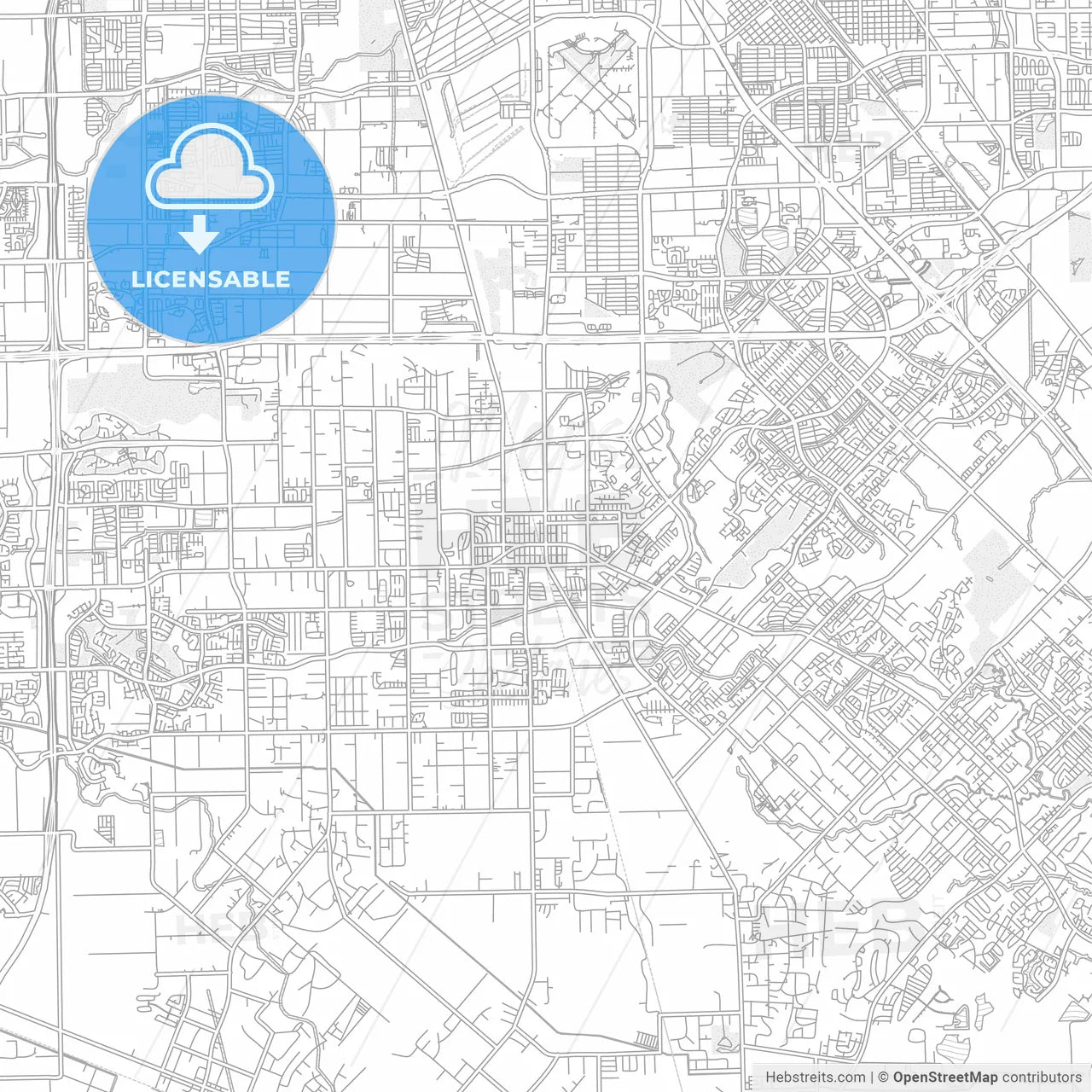 Pearland, Texas, Usa, Bright Outlined Vector Map – HEBSTREITS