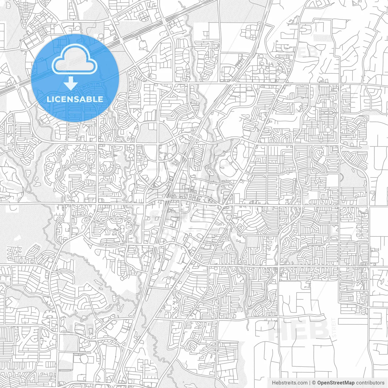 Allen, Texas, Usa, Bright Outlined Vector Map – HEBSTREITS