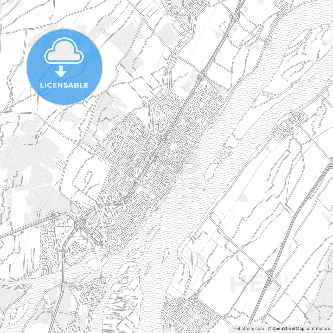 Repentigny, Quebec, Canada, Bright Outlined Vector Map – HEBSTREITS