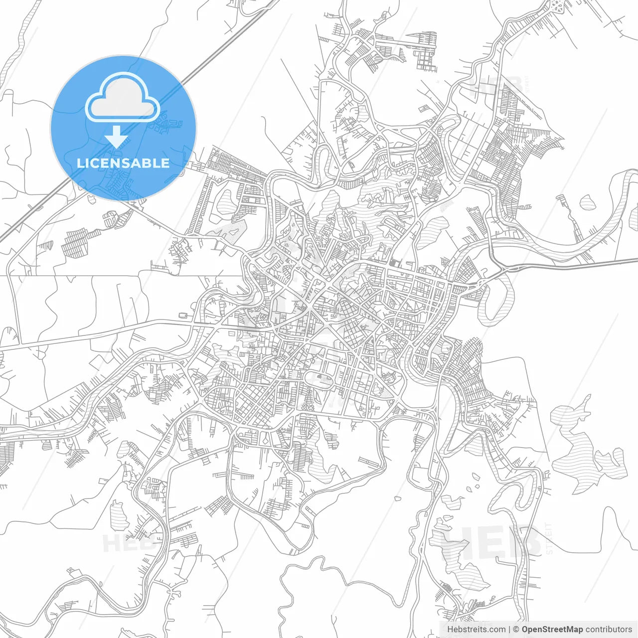Villahermosa, Tabasco, Mexico, Bright Outlined Vector Map – HEBSTREITS