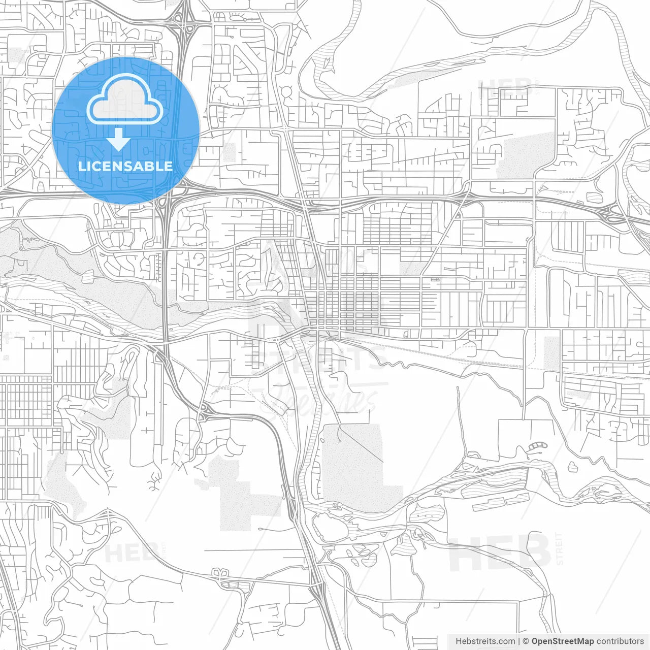 Springfield, Oregon, Usa, Bright Outlined Vector Map – HEBSTREITS
