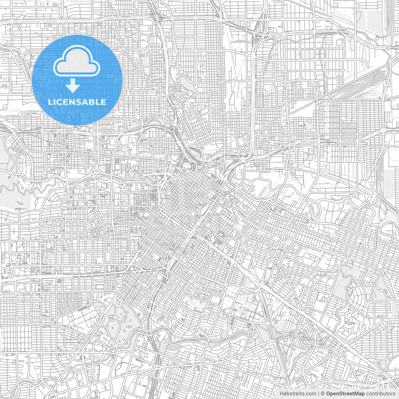 Houston, Texas, Usa, Bright Outlined Vector Map – HEBSTREITS