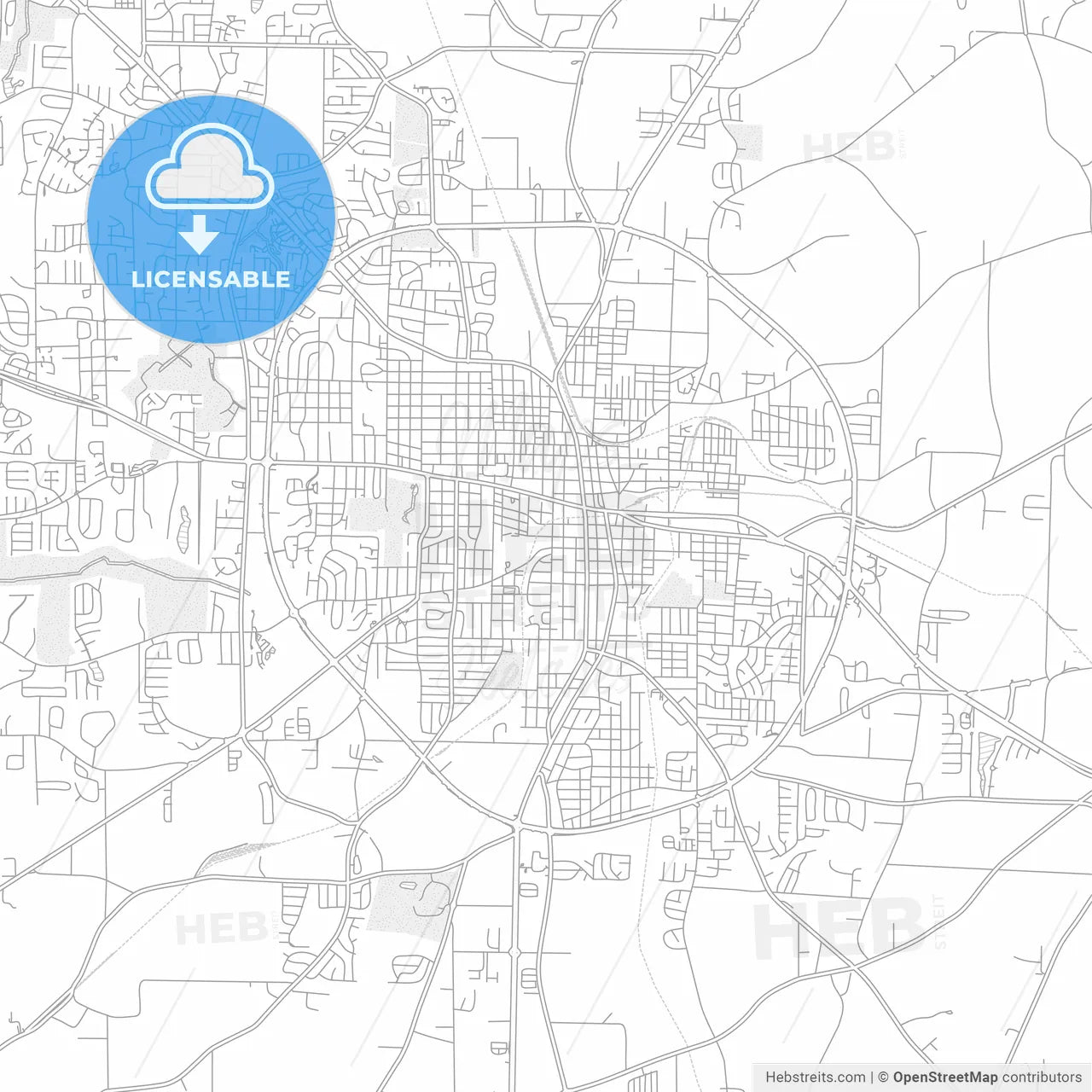 Dothan, Alabama, Usa, Bright Outlined Vector Map – HEBSTREITS