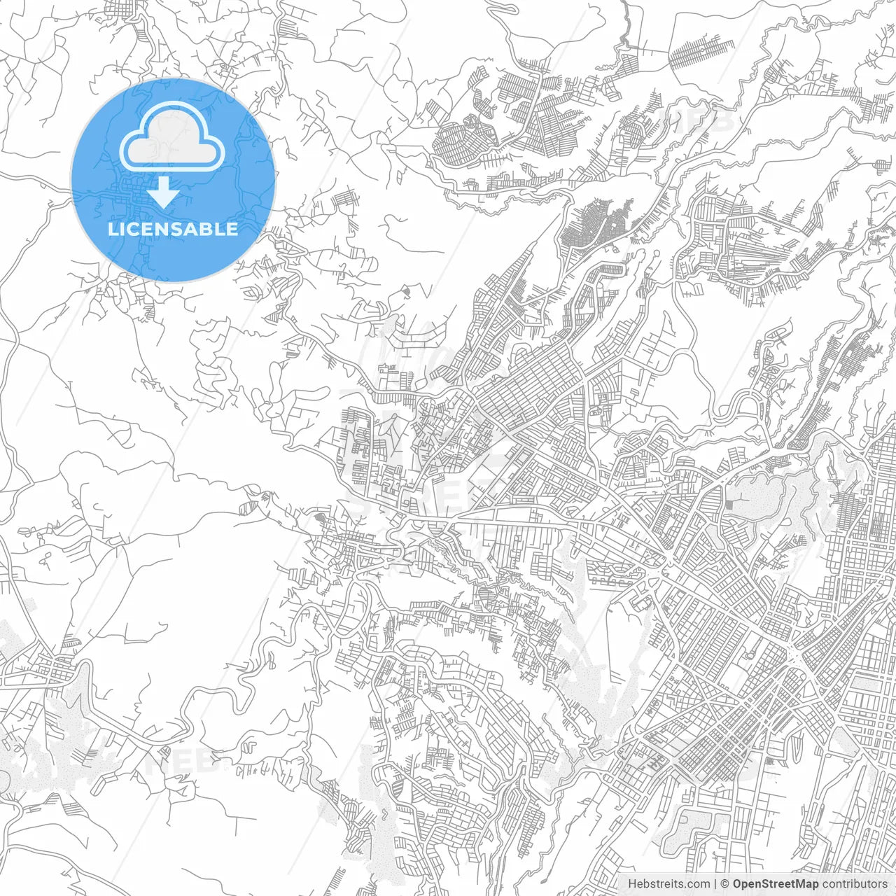 Mixco, Guatemala, Guatemala, Bright Outlined Vector Map – HEBSTREITS