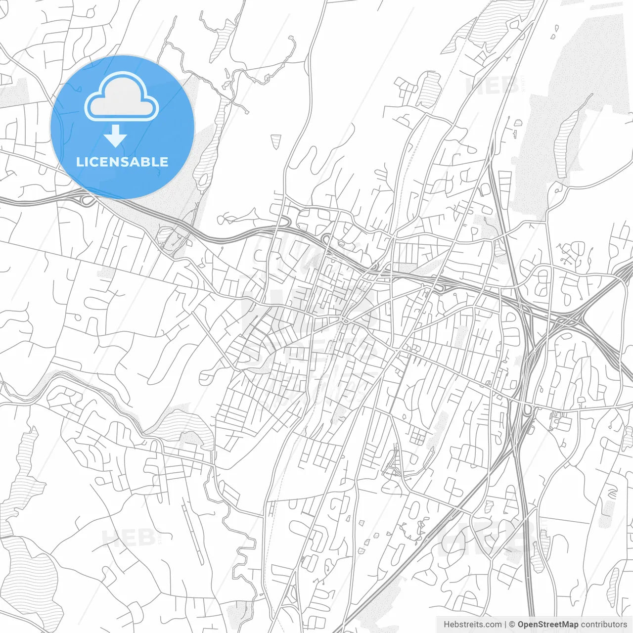 Meriden, Connecticut, Usa, Bright Outlined Vector Map – HEBSTREITS