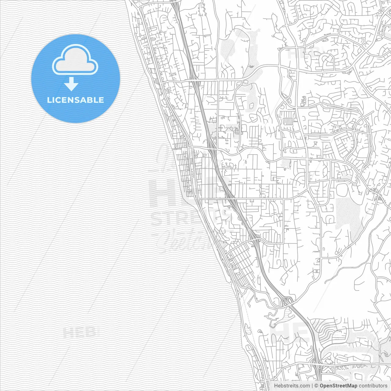 Encinitas, California, Usa, Bright Outlined Vector Map – HEBSTREITS