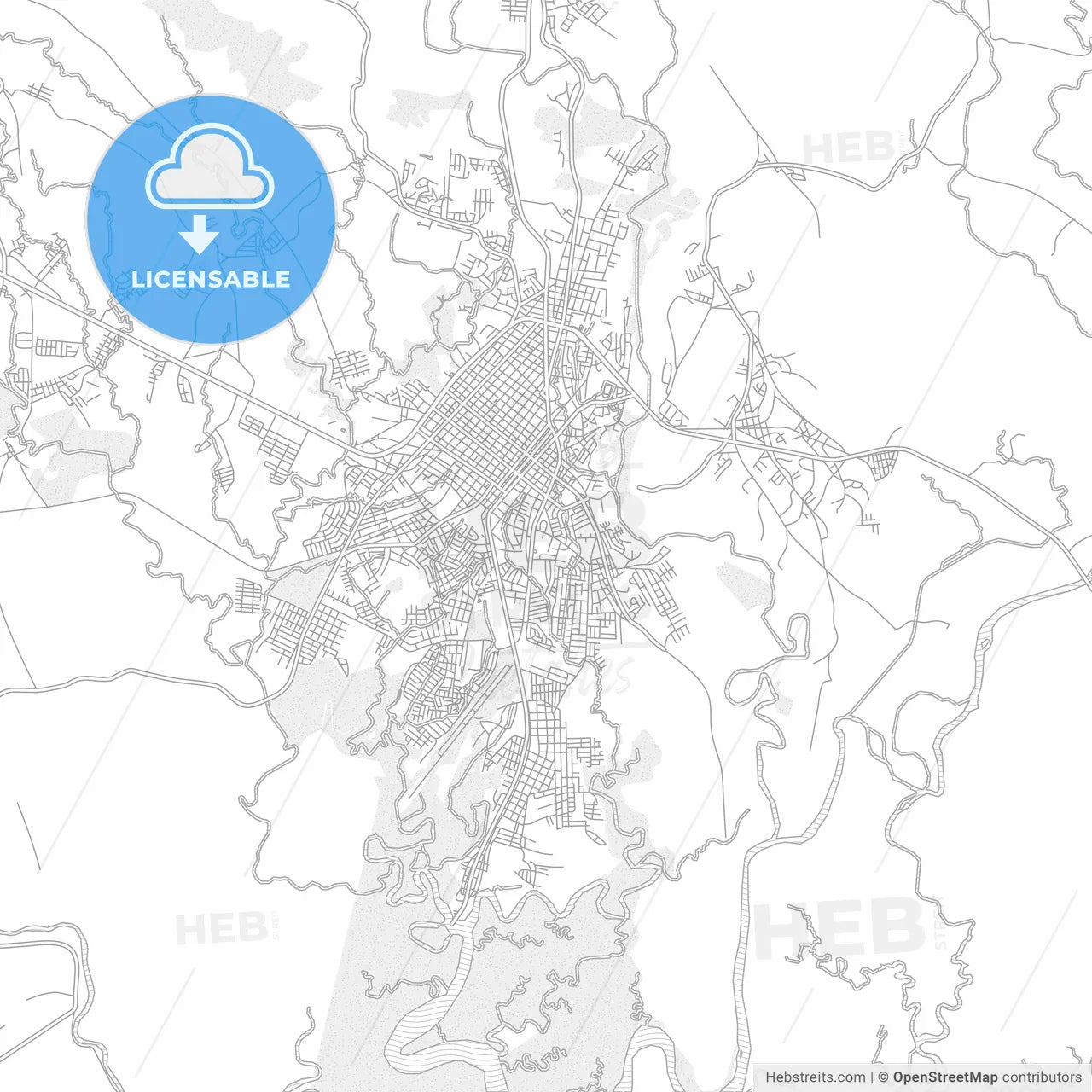 David, Chiriquí, Panama, Bright Outlined Vector Map – HEBSTREITS