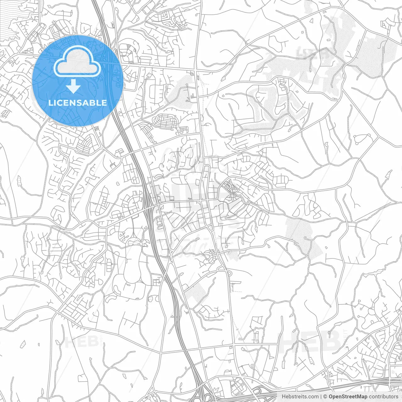 Huntersville, North Carolina, Usa, Bright Outlined Vector Map – HEBSTREITS