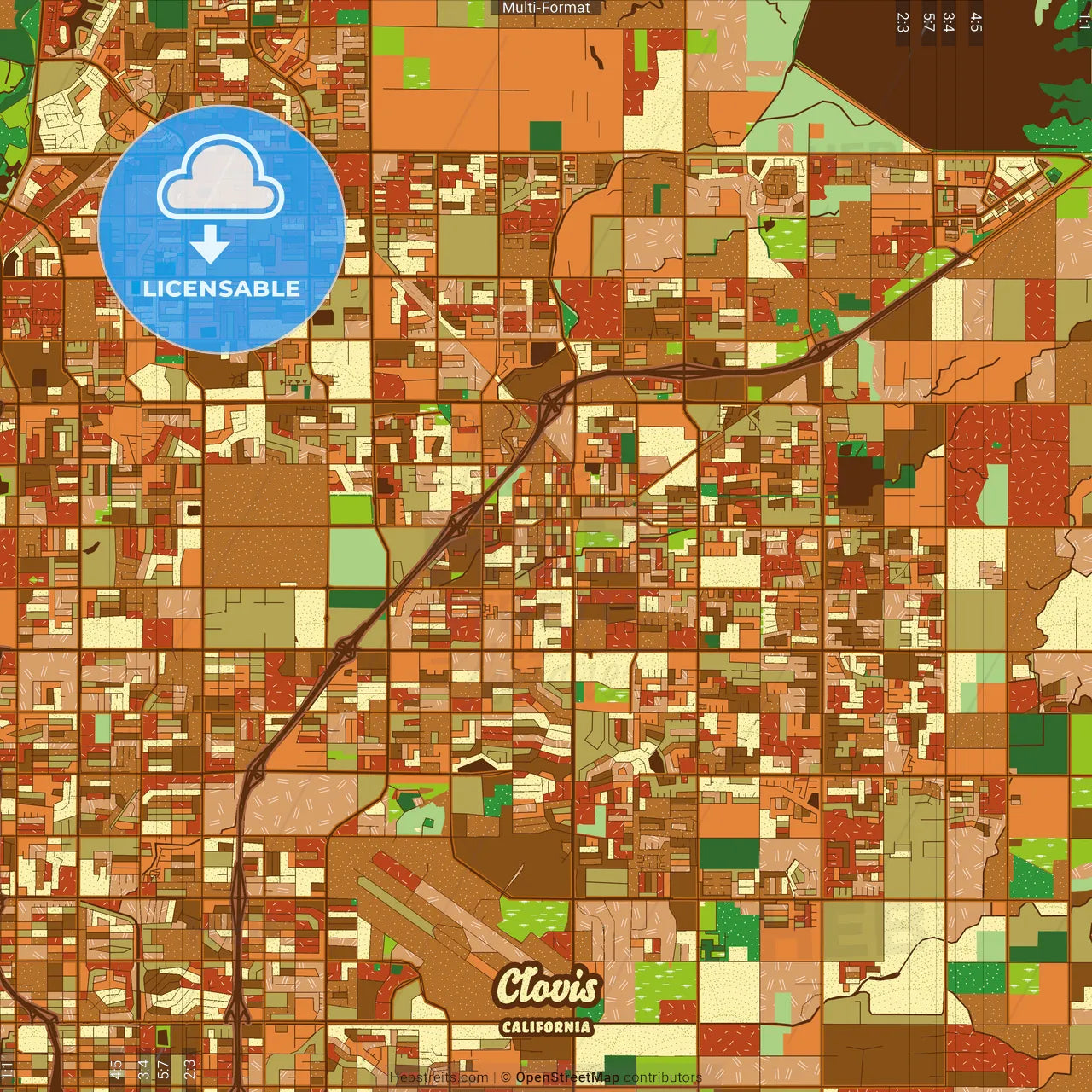 Clovis California Farmhouse Poster Art Map Template – HEBSTREITS