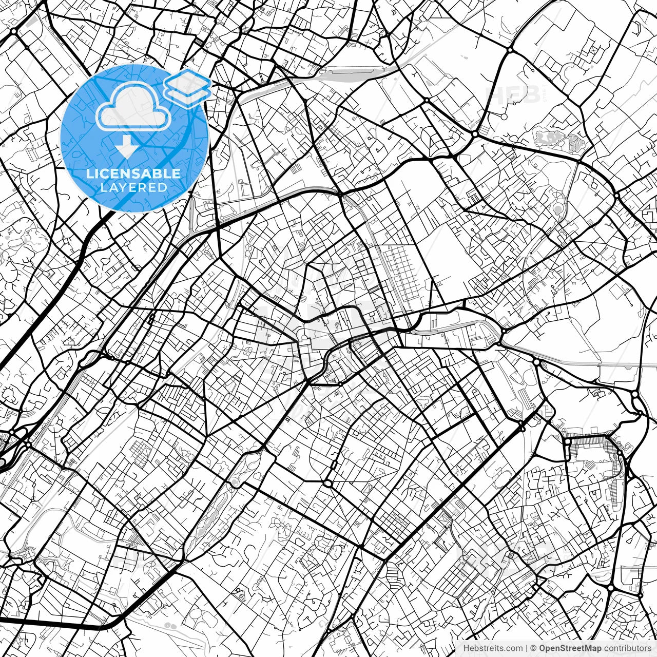 Layered Pdf Map Of Roubaix, Nord, France – HEBSTREITS