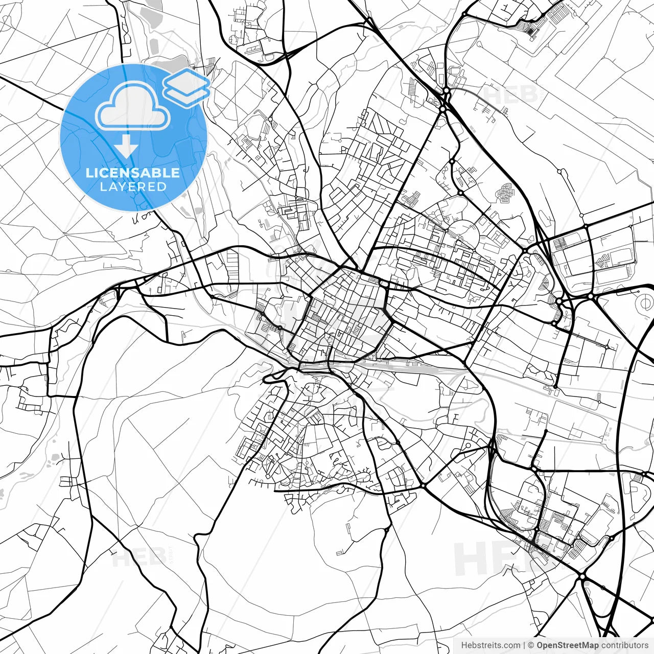 Layered Pdf Map Of Beauvais, Oise, France – HEBSTREITS