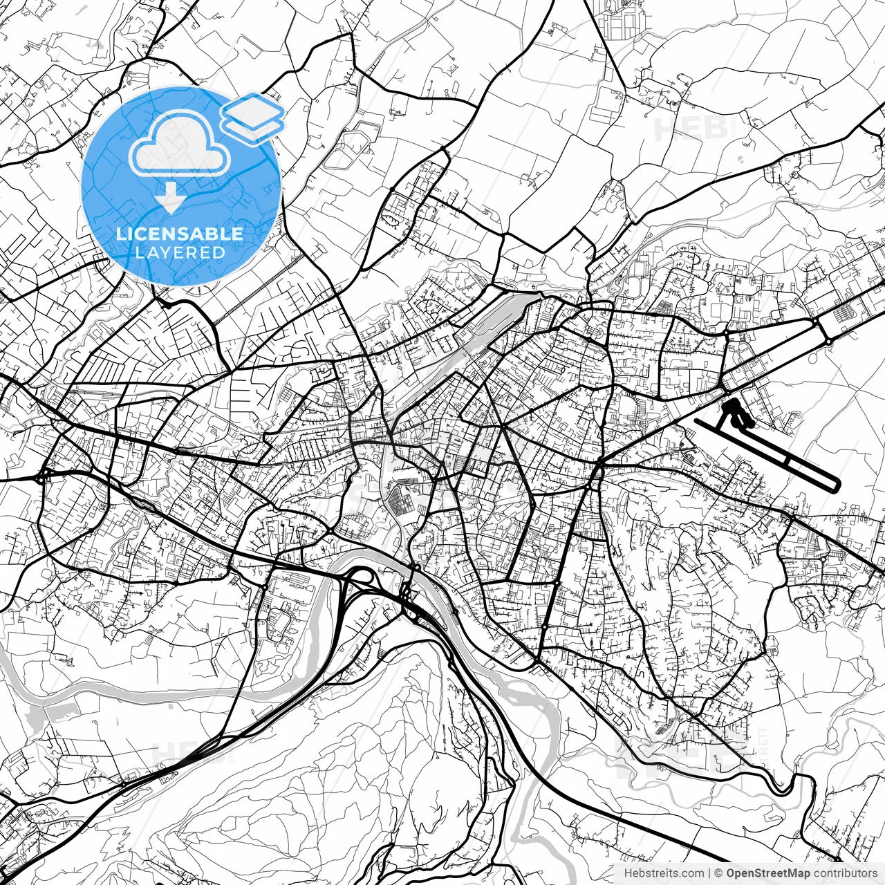 Layered Pdf Map Of Annemasse, Haute-Savoie, France – HEBSTREITS