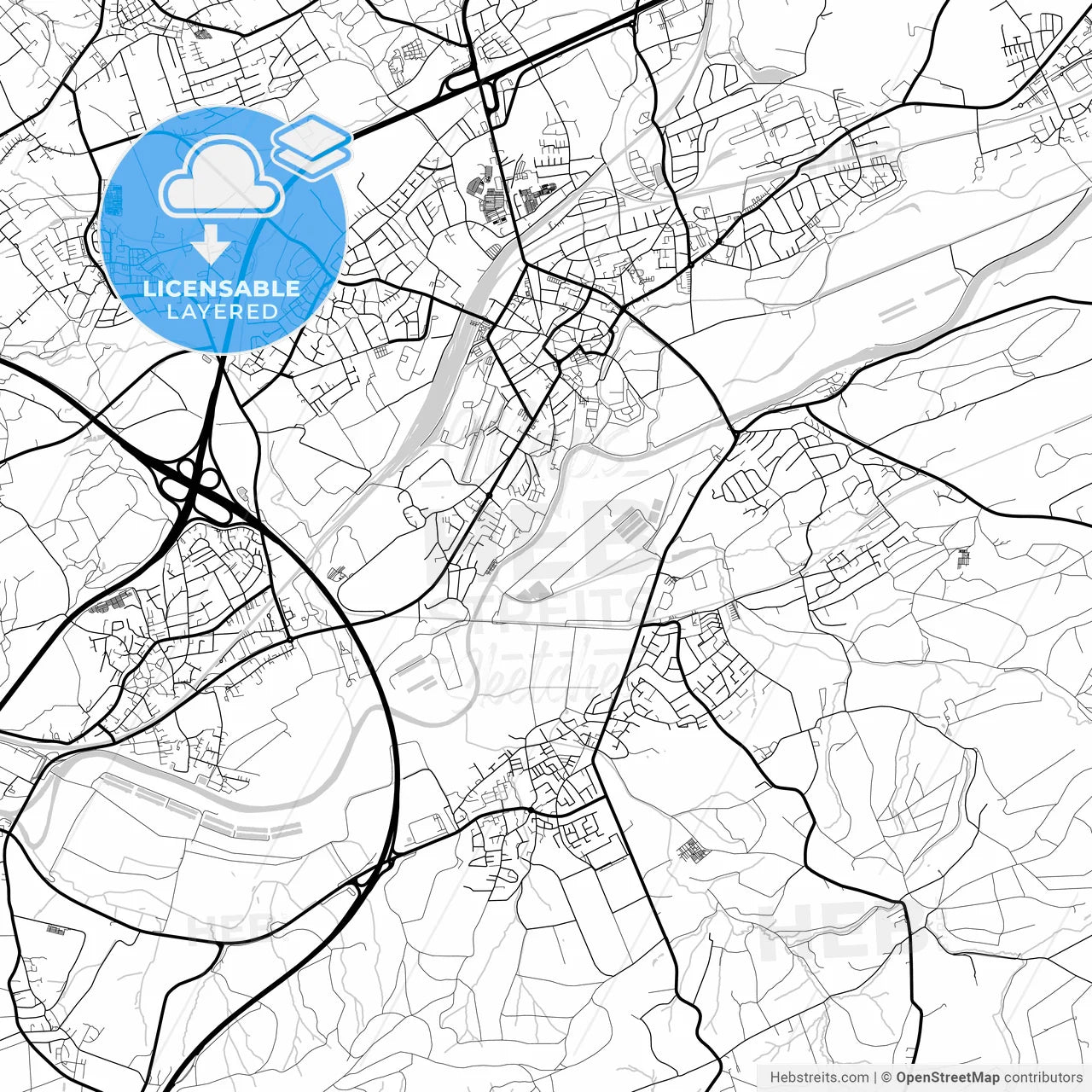 Layered Pdf Map Of Schwerte, North Rhine-Westphalia, Germany – HEBSTREITS