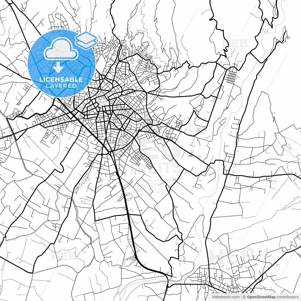 Layered Pdf Map Of Agrinio, Western Greece, Greece – HEBSTREITS
