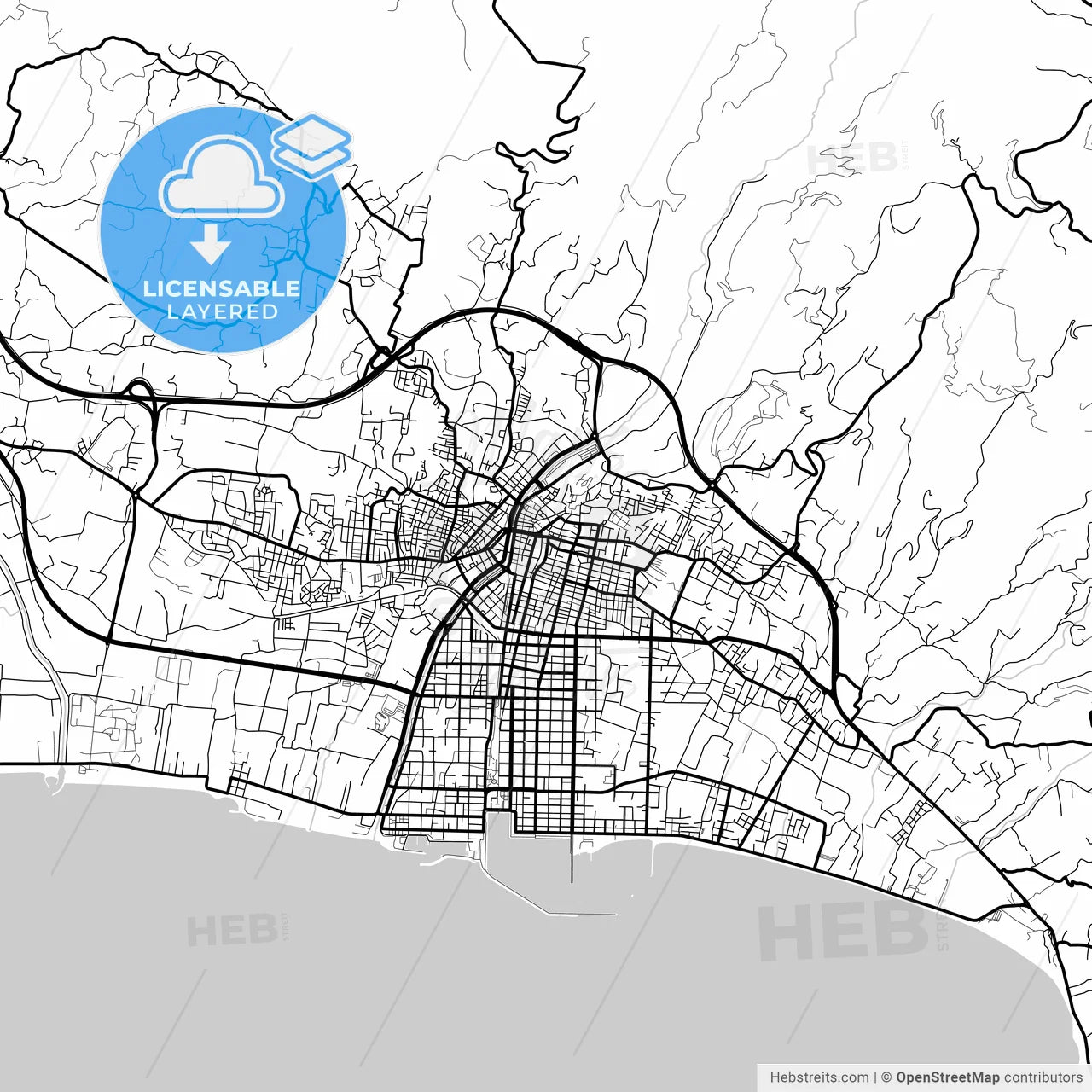 Layered Pdf Map Of Kalamata, Peloponnese, Greece – HEBSTREITS