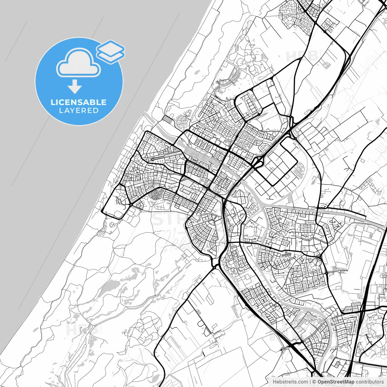 Layered Pdf Map Of Katwijk, South Holland, Netherlands – HEBSTREITS