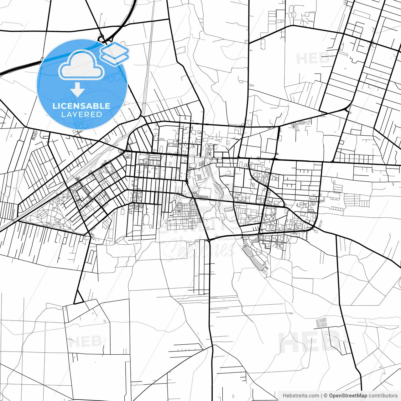 Layered Pdf Map Of Pabianice, Łódź, Poland – HEBSTREITS