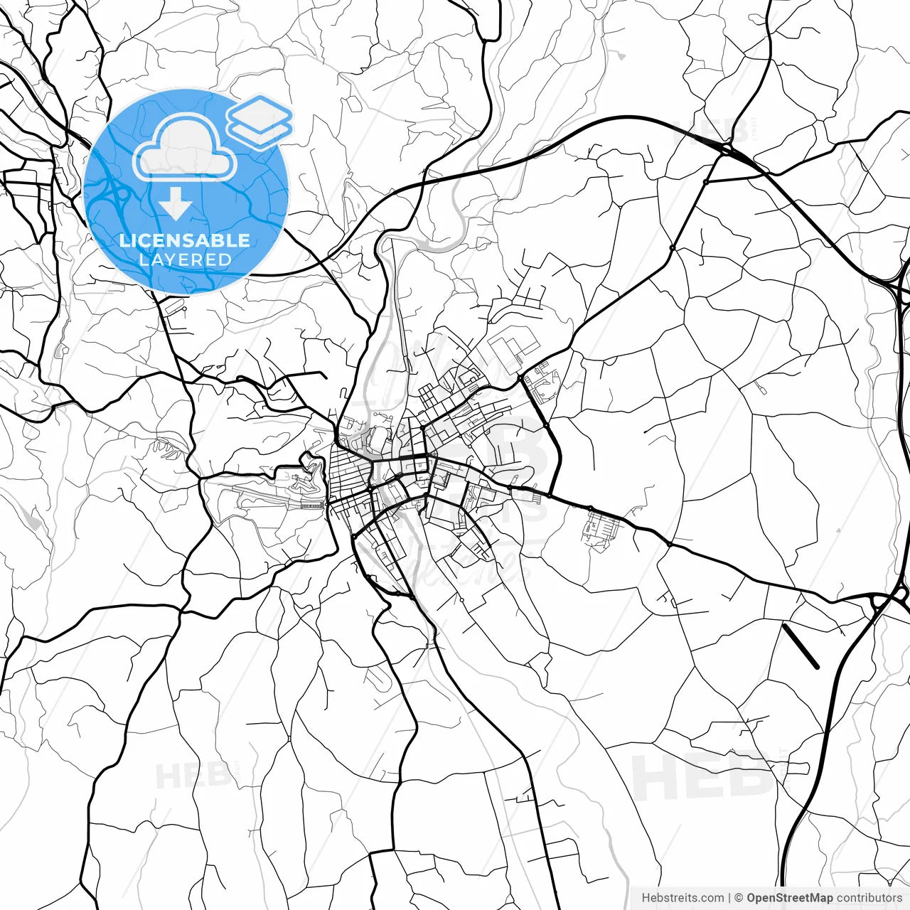 Layered Pdf Map Of Tomar, Santarém, Portugal – HEBSTREITS