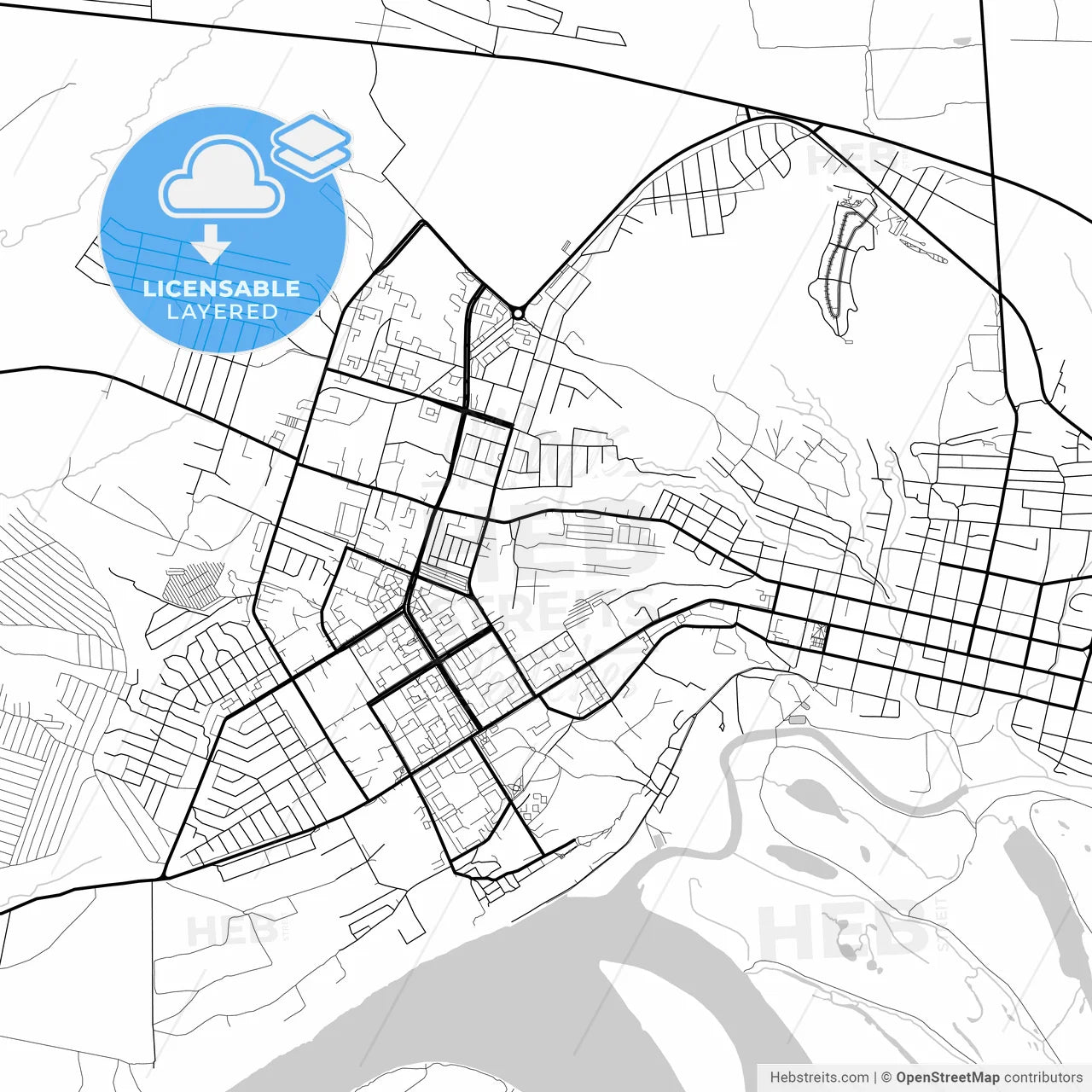 Layered Pdf Map Of Yelabuga, Republic Of Tatarstan, Russia – HEBSTREITS