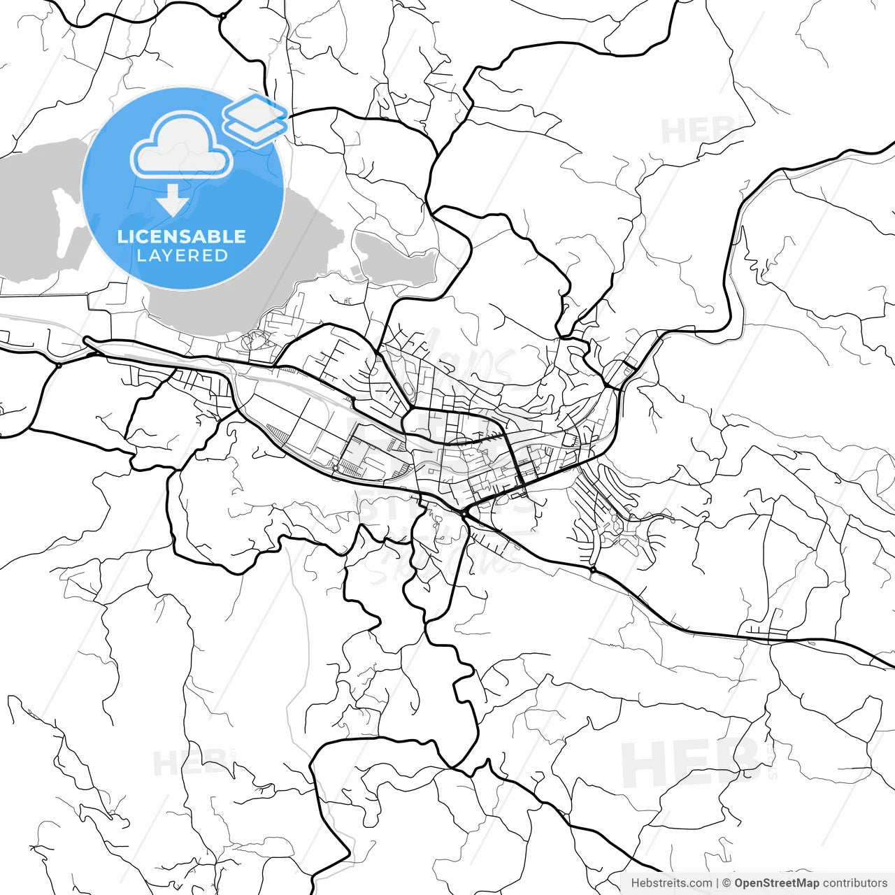 Layered Pdf Map Of Velenje, Slovenia – HEBSTREITS