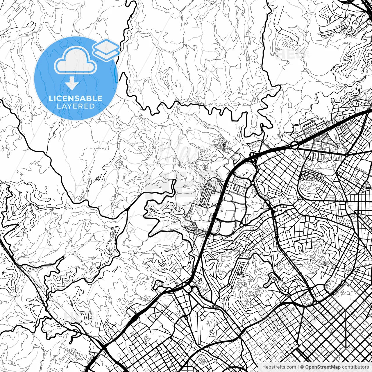 Layered Pdf Map Of Horta-Guinardó, Barcelona, Spain – HEBSTREITS