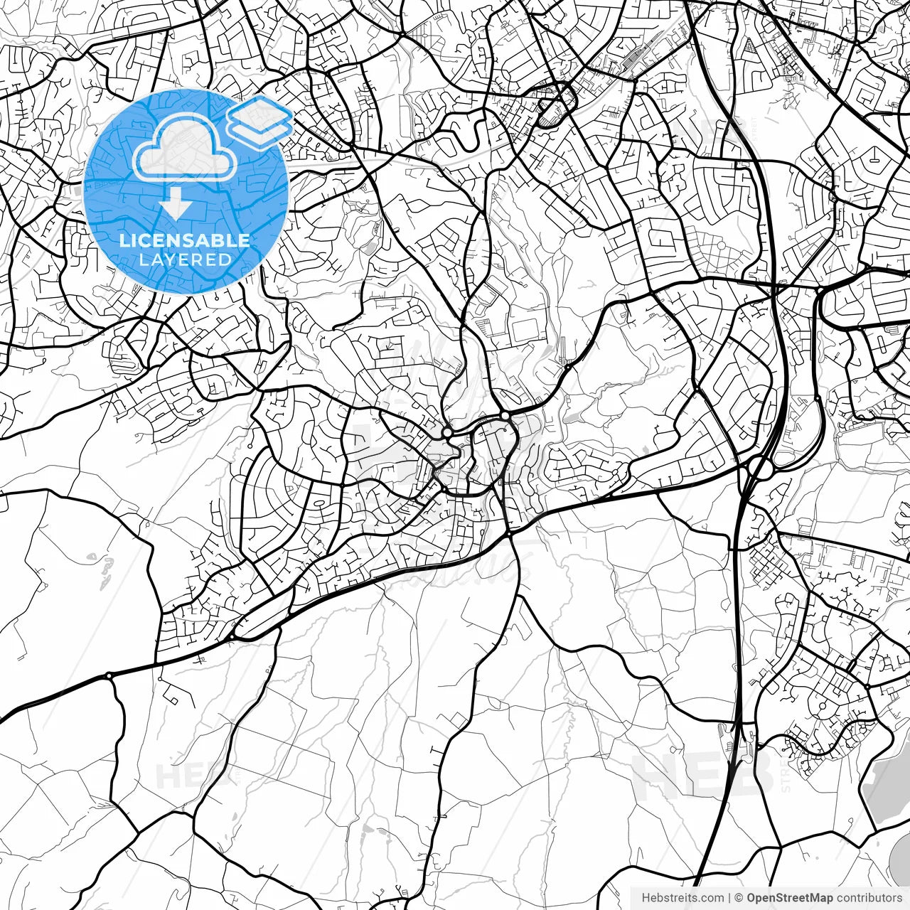 Layered Pdf Map Of Halesowen, West Midlands, England – HEBSTREITS