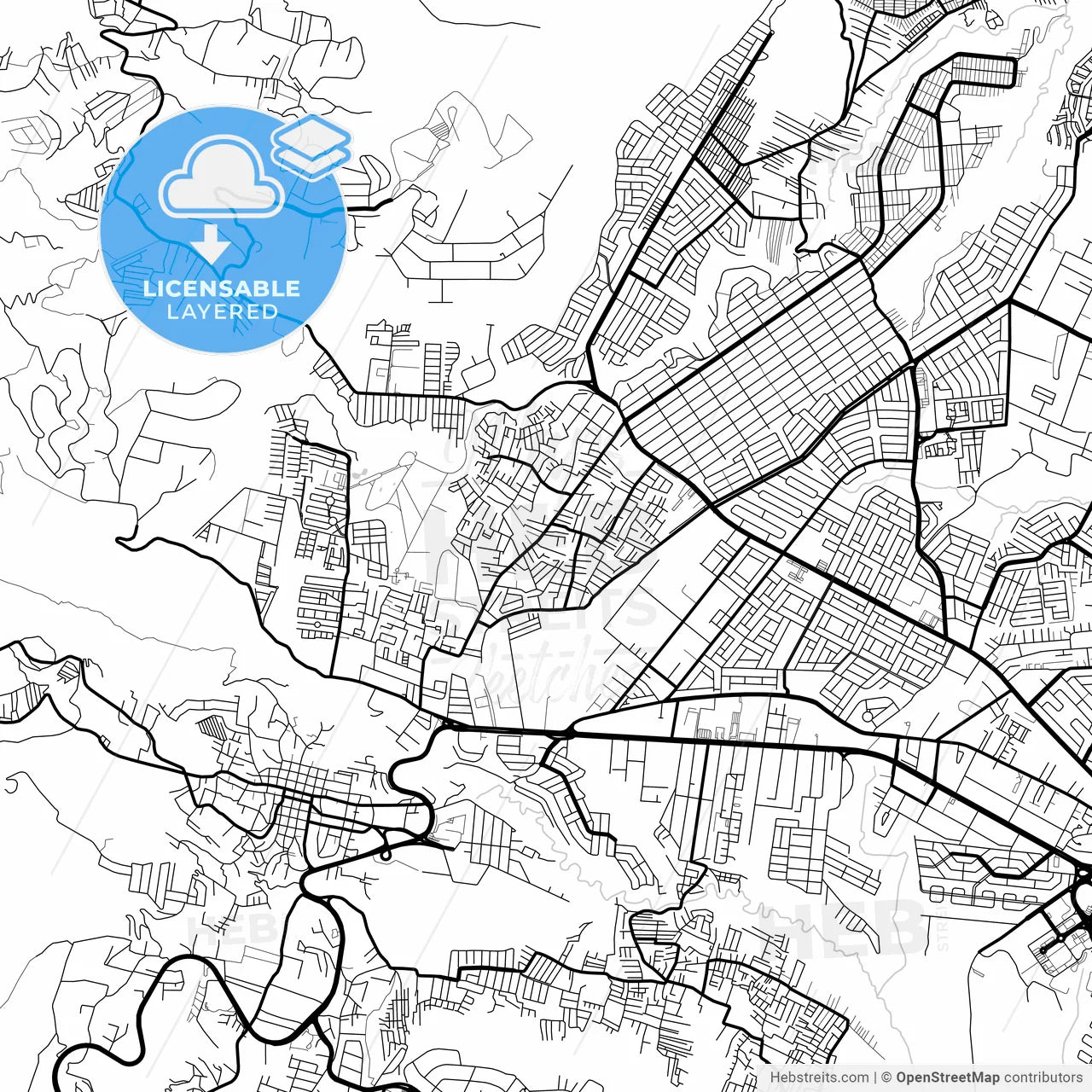 Layered Pdf Map Of Mixco, Guatemala, Guatemala – HEBSTREITS