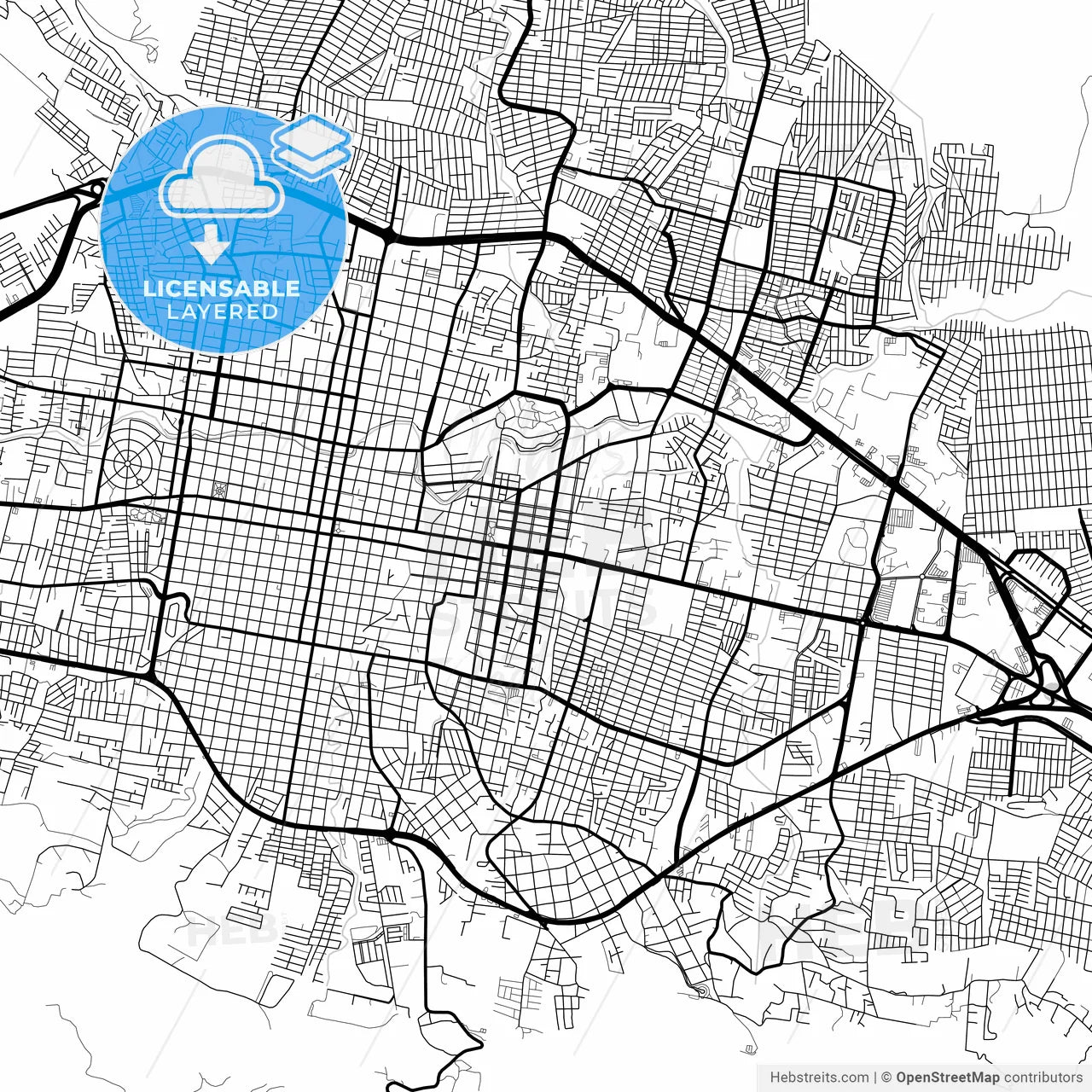 Layered Pdf Map Of Tuxtla Gutiérrez, Chiapas, Mexico – HEBSTREITS